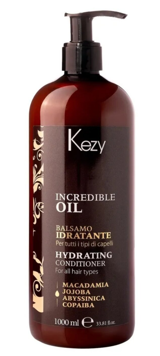 Кондиционер для всех типов волос увлажняющий профессиональный Hydrating conditioner INCREDIBLE OIL 1000 мл KEZY
