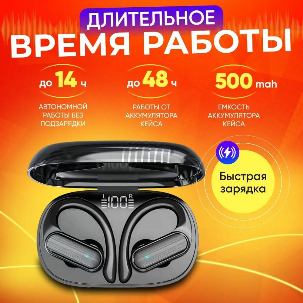 Наушники, для бега, Bluetooth 5.3, вакуумные, с шумоподавлением