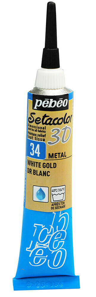 Контур по ткани Pebeo металлик, Setacolor 3D, 20 мл, под белое золото
