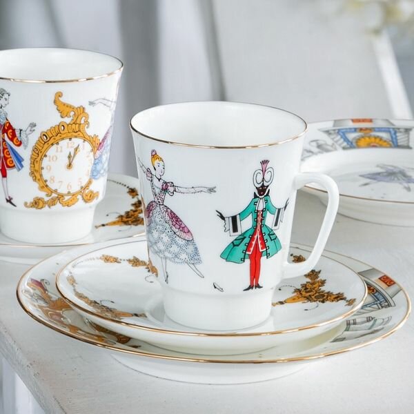 Кофейный набор 165 мл. Форма "Майская", рисунок "Балет. Золушка". Костяной фарфор. 165мл.
