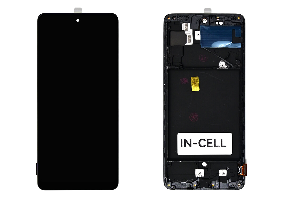 Дисплей для Samsung A71 (A715F) в рамке (черный) In-cell