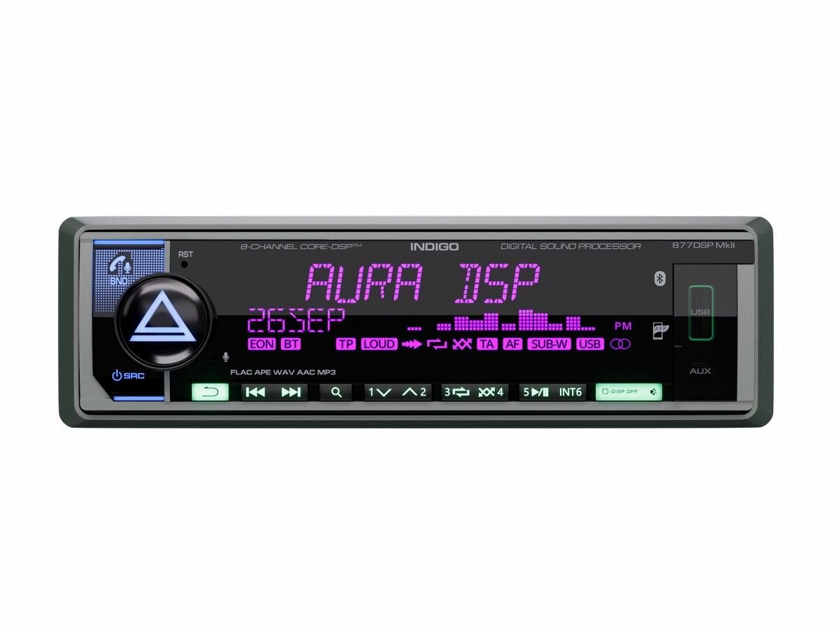 Магнитола Aura INDIGO-877DSP MKII USB-ресивер / Процессорная магнитола 8 канальная
