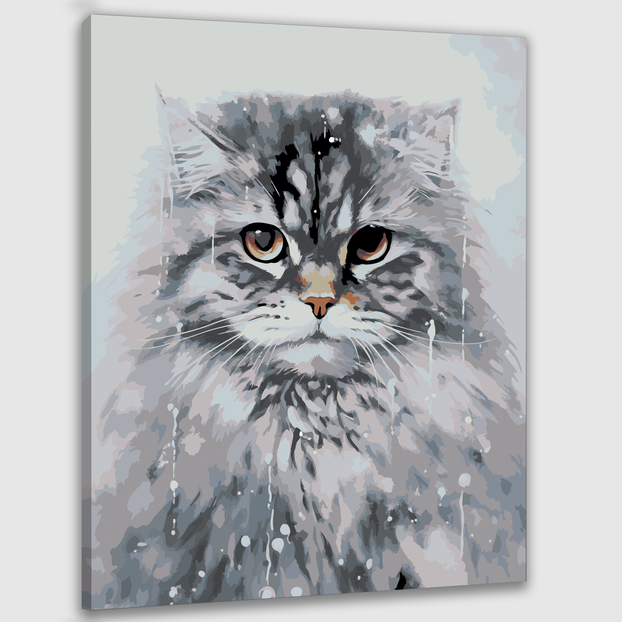 Картина по номерам 40x50 см, акриловая картина, Манул, зимний аристократ, сибирская природа, мазки кисти