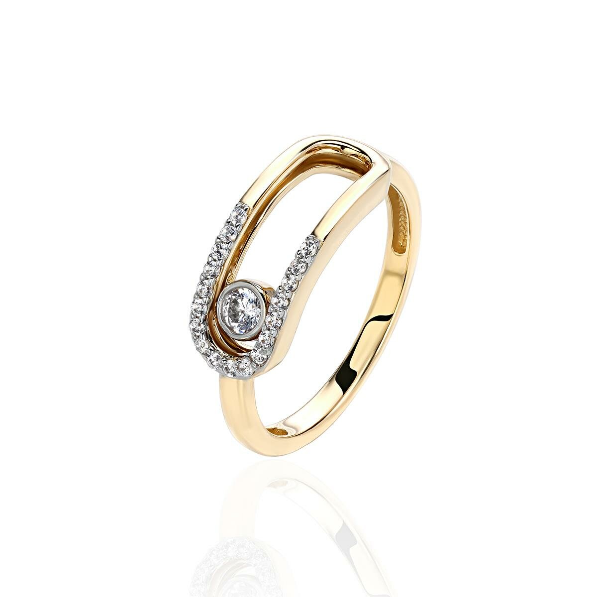 Кольцо, желтое золото, 375 проба, родирование, фианит