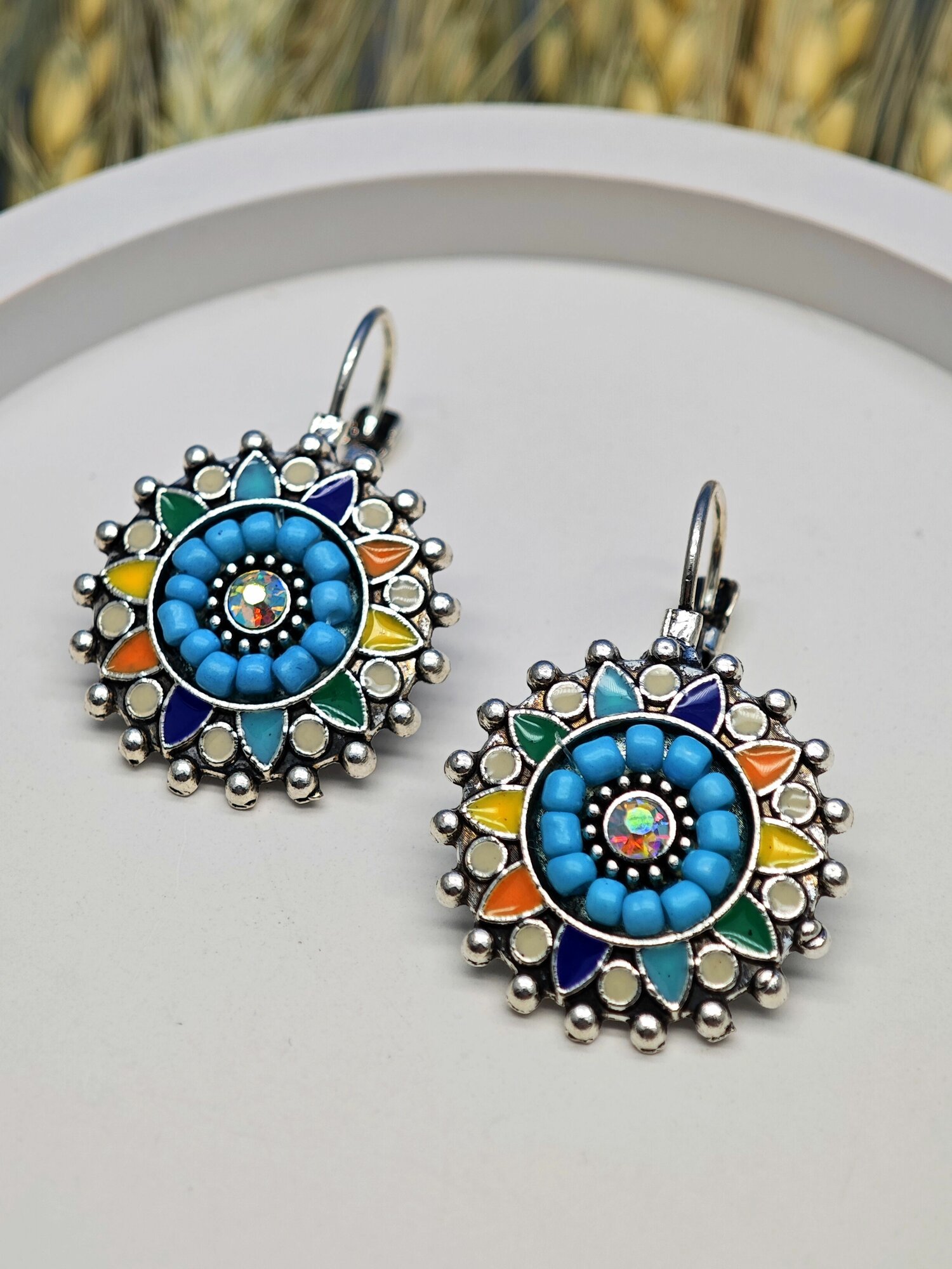 Серьги be self true, бирюза синтетическая, эмаль