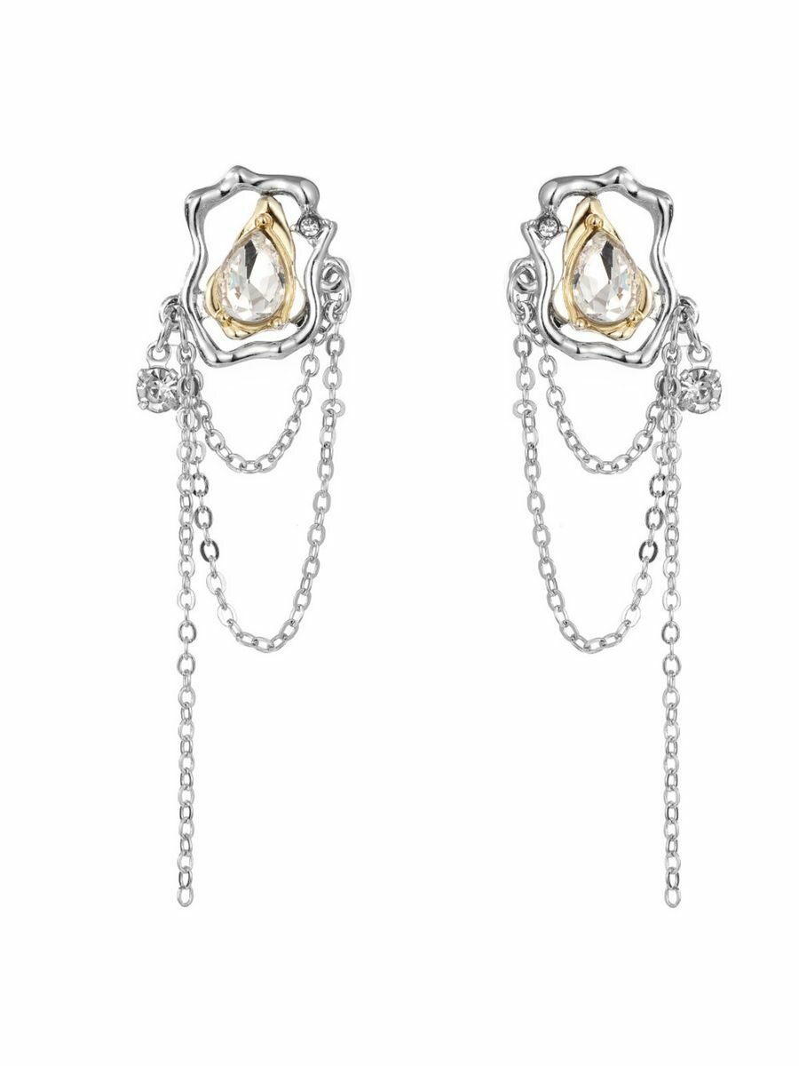 Серьги пусеты, фианит