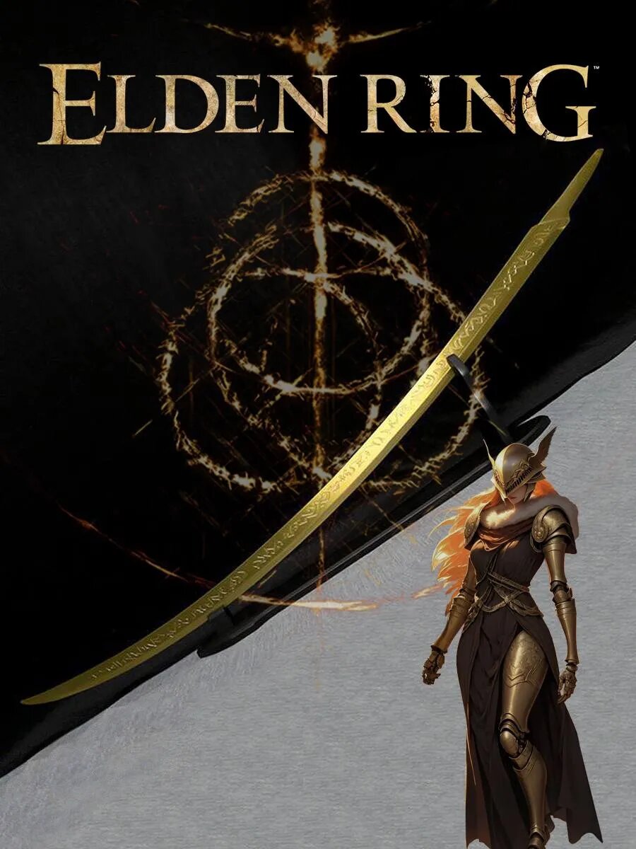 Сувенирный металлический меч Длань Малении из игры Elden Ring 115 см подставка в комплекте