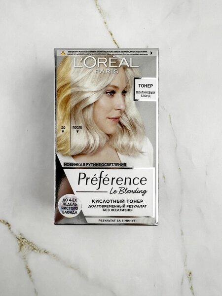 Краска для волос L'Oreal Preference Кислотный тонер, тон: платиновый блонд, 174 мл