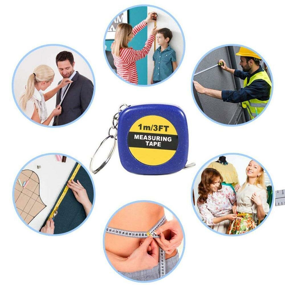 Малая метрическая рулетка длиной 1 метр, портативная мини-стальная рулетка с брелоком, Случайный цвет