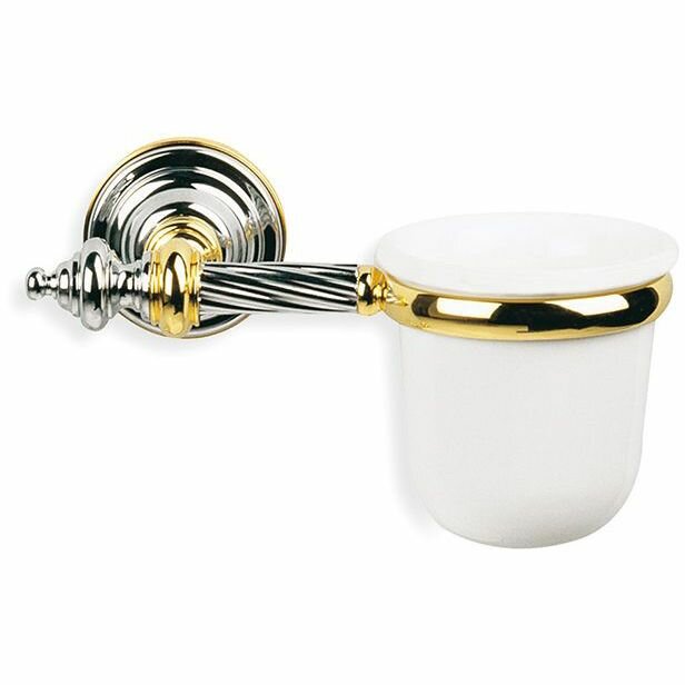 Стакан настенный керамический Stil Haus (Стил Хаус) Giuno, цвет белый - золото G10(04)