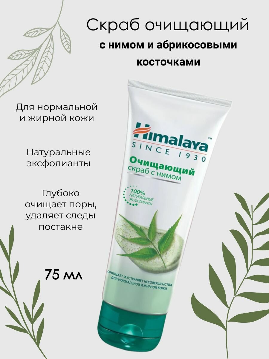 Скраб очищающий с нимом и абрикосовыми косточками 75 мл Himalaya