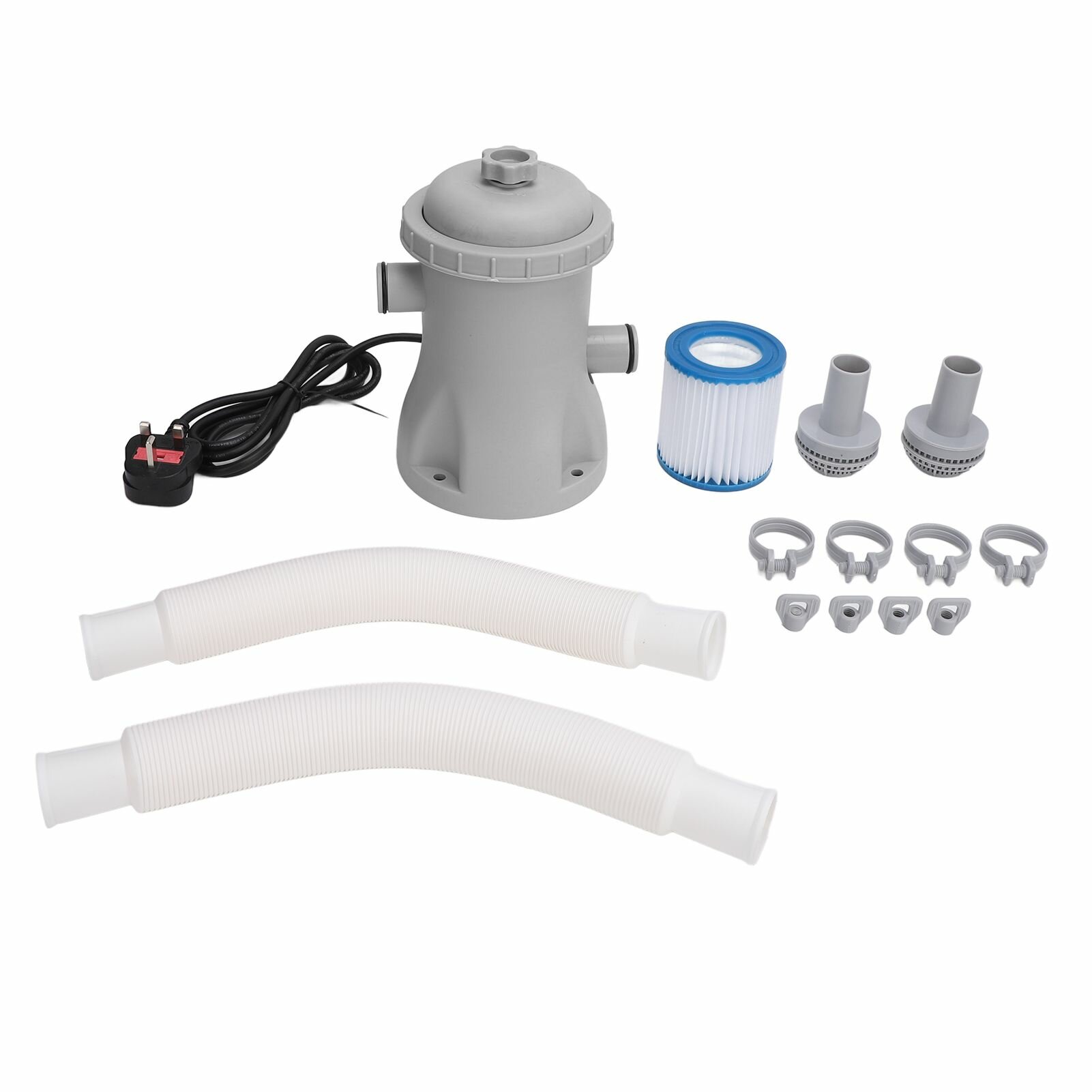Электрический насос для фильтрации бассейна объемом 330 галлонов для надземных бассейнов, вилка 220 В (Великобритания), картриджная система фильтрации для легкой очистки воды