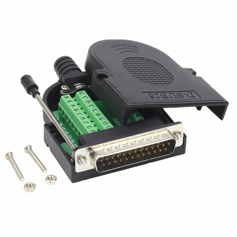 (1 шт.) Разъем DB25 (папа) беспаечный, тонкий, с винтом