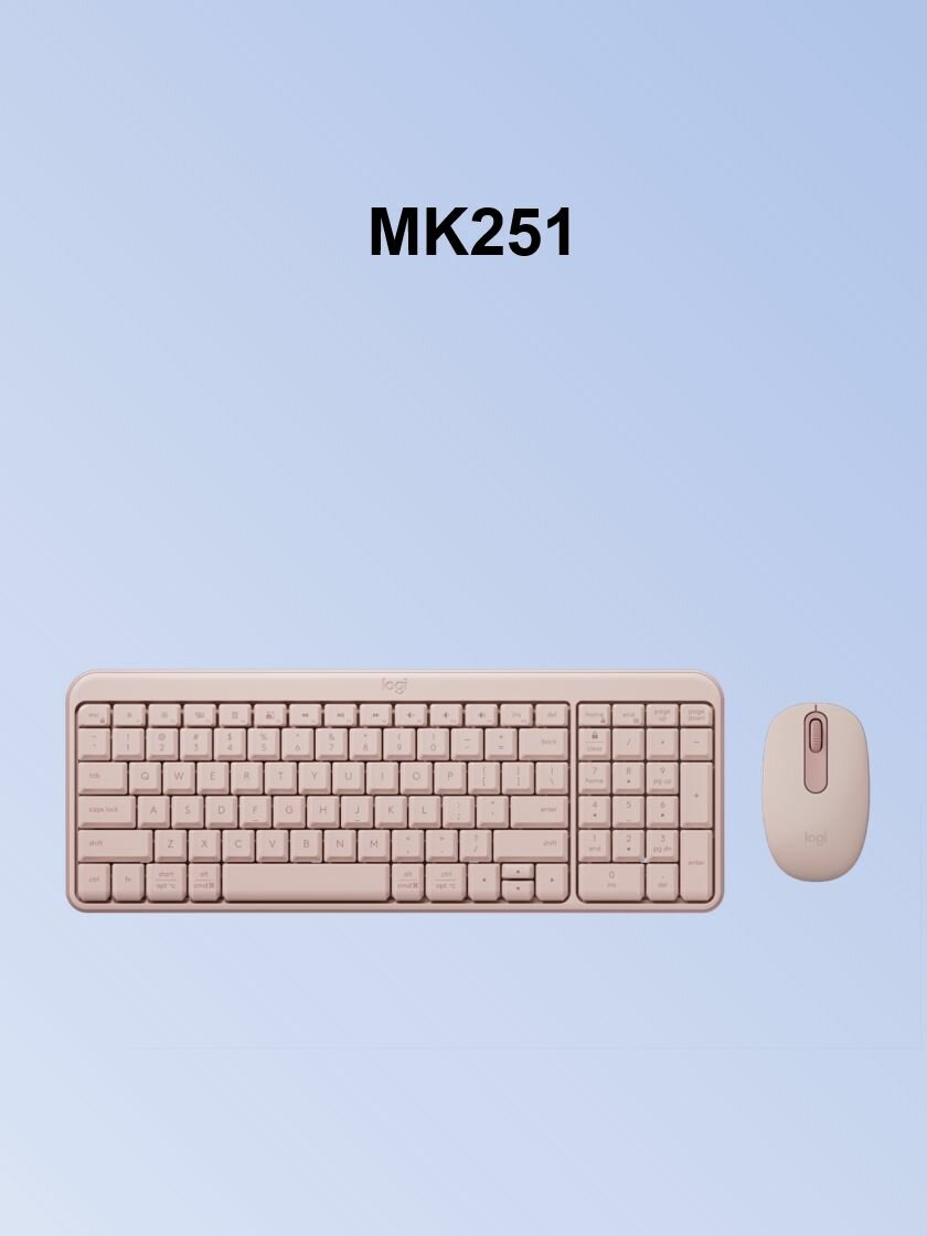 Набор Logitech MK251, беспроводная клавиатура и мышь, с подсветкой, эргономичная, влагозащита