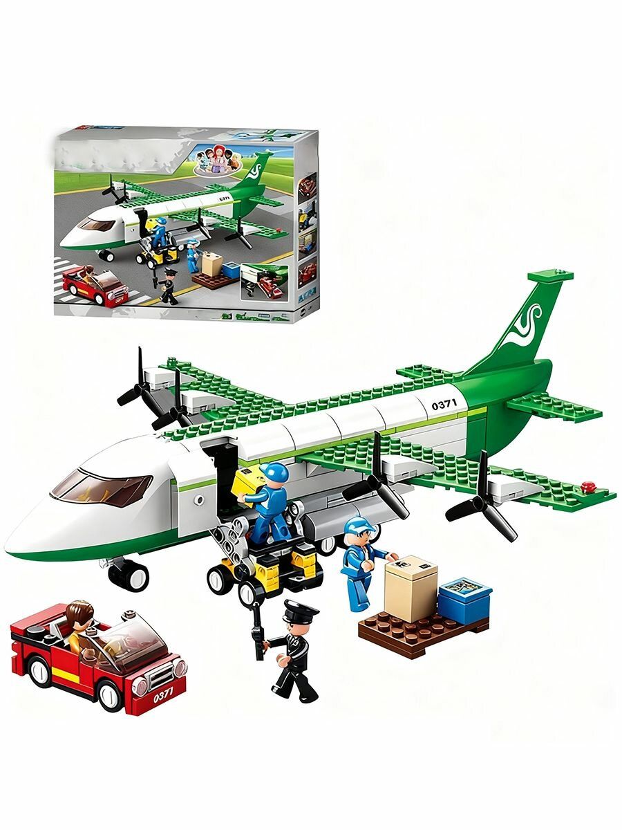 Сборная модель грузового самолета с аэропортом, конструктор для детей 6-18 лет и взрослых
