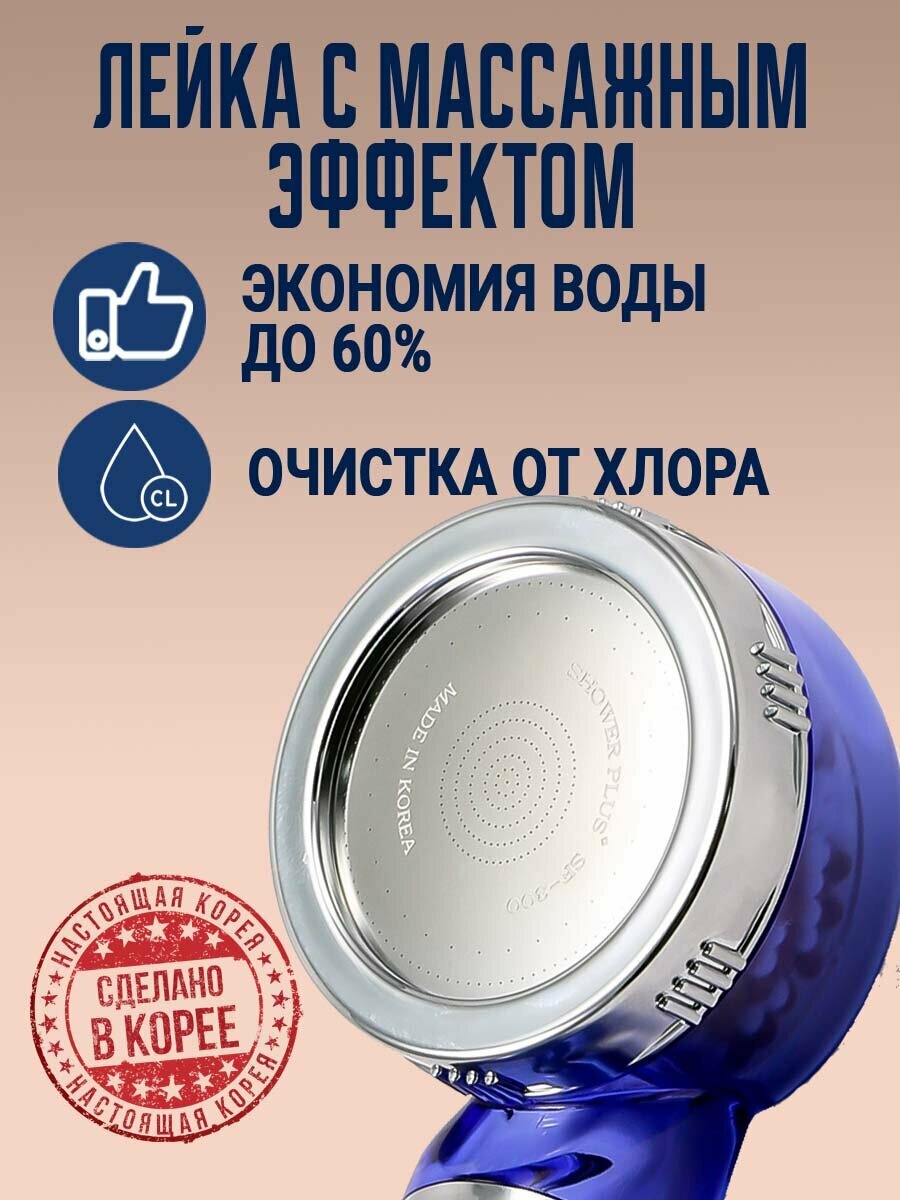 Душевая лейка голубая SkinCare AquaDuo SF-300 BL Shower Mountain Falls "Горный водопад". Корея