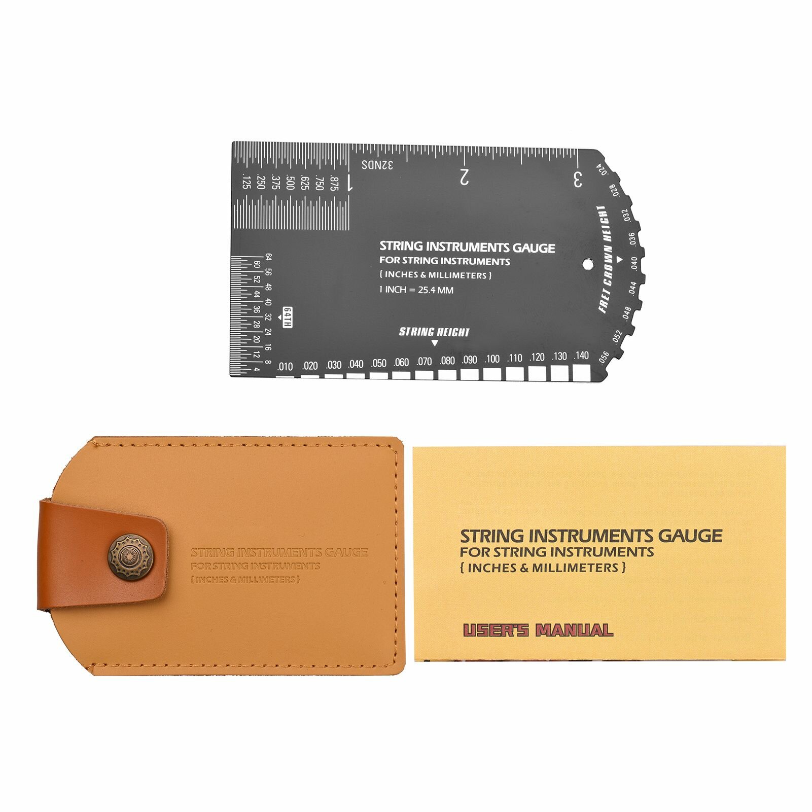 Карманная металлическая линейка для измерения высоты струн и положения лада для электрогитары и бас-гитары.