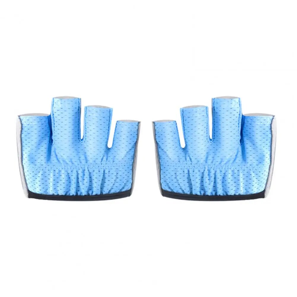 Перчатки для йоги с четырьмя пальцами, впитывающие пот, дышащие женские безпальцевые Синий, S