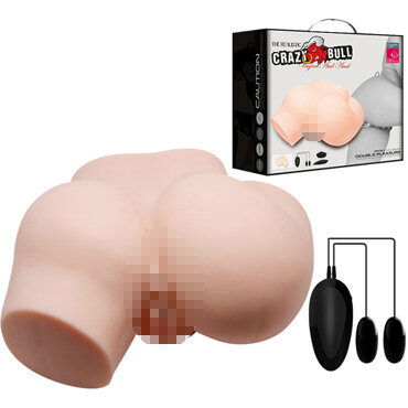 Baile Crazy Bull Vagina and Anal Double Pleasure, телесная Вибромастурбатор вагина-анус с пультом ДУ