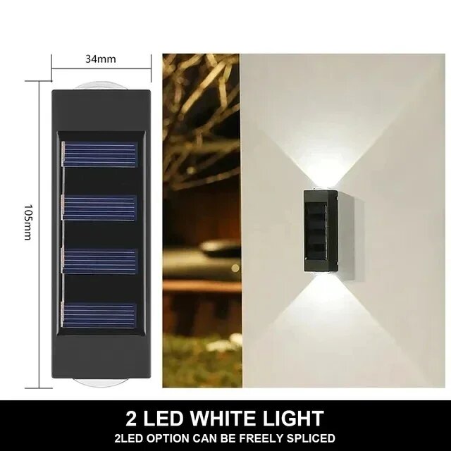 Солнечный настенный светильник 2 LED White