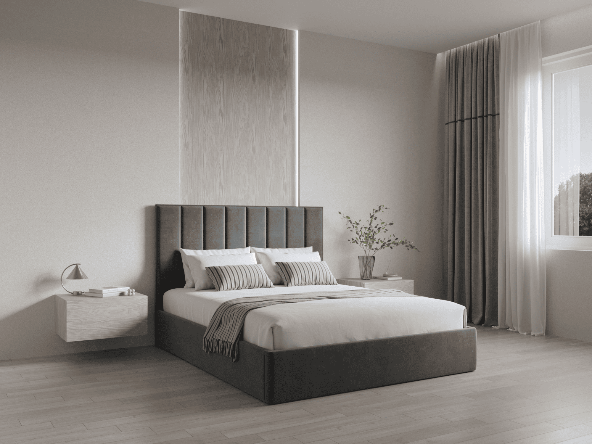 Кровать-батарея 180х200, полутороспальная, премиальная ткань