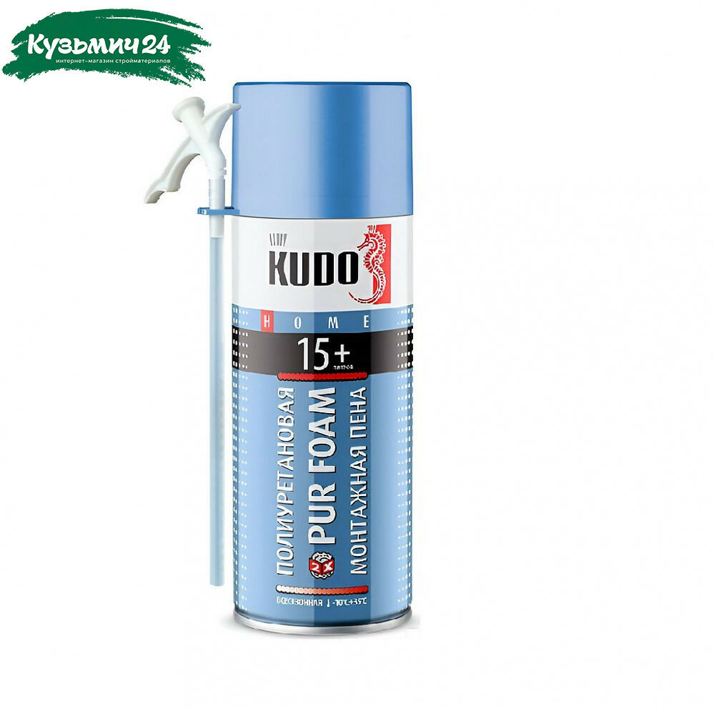 Пена монтажная Kudo 15+ Pure Foam полиуретановая, бытовая, всесезонная, 520 мл