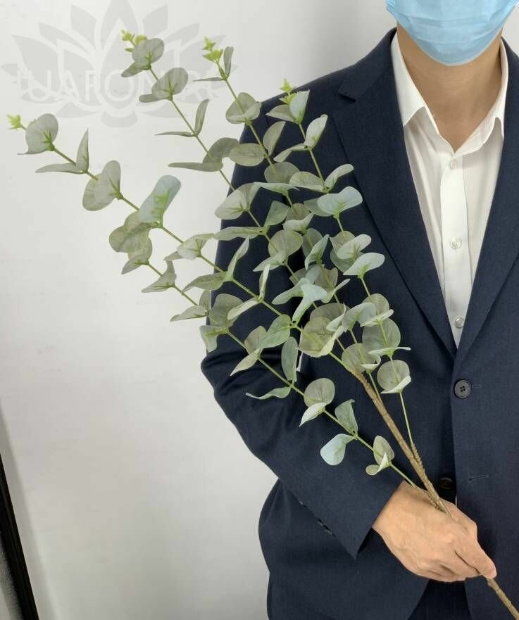 Искусственные цветы растение Эвкалипт 2 шт для декора и интерьера премиум серия бледно зеленый