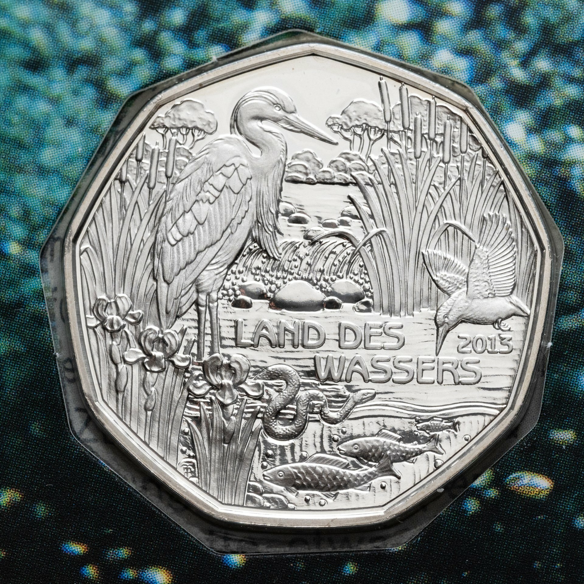 Австрия 5 евро 2013 "Страна воды" BU в блистере, Серебро 800, в сохранности BUNC