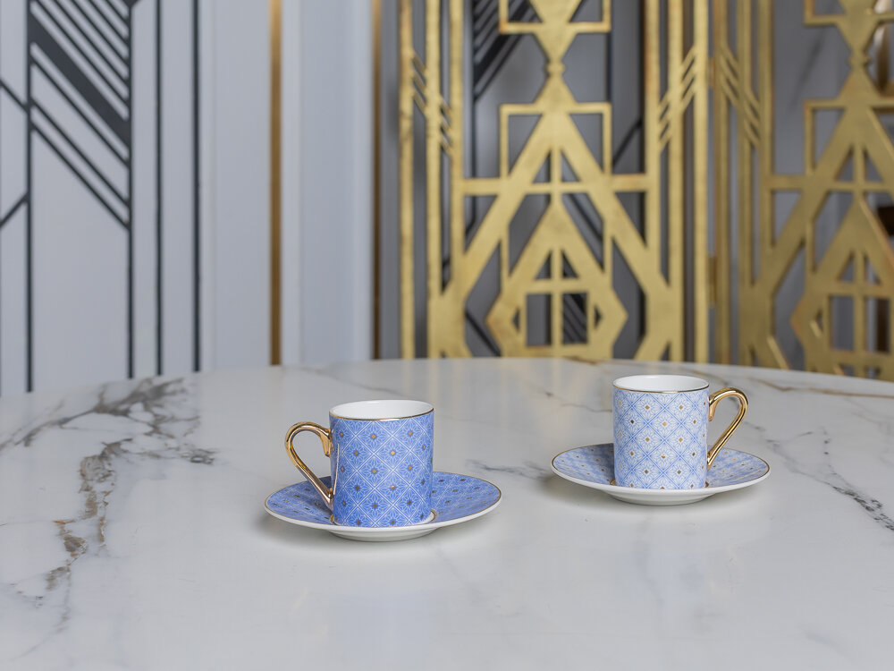 Подарочный набор из 2-х кофейных пар Чашка с блюдцем кофе 100 мл "Сиэль/Ciel" темный,"Сиэль/Ciel" светлый, Catherine