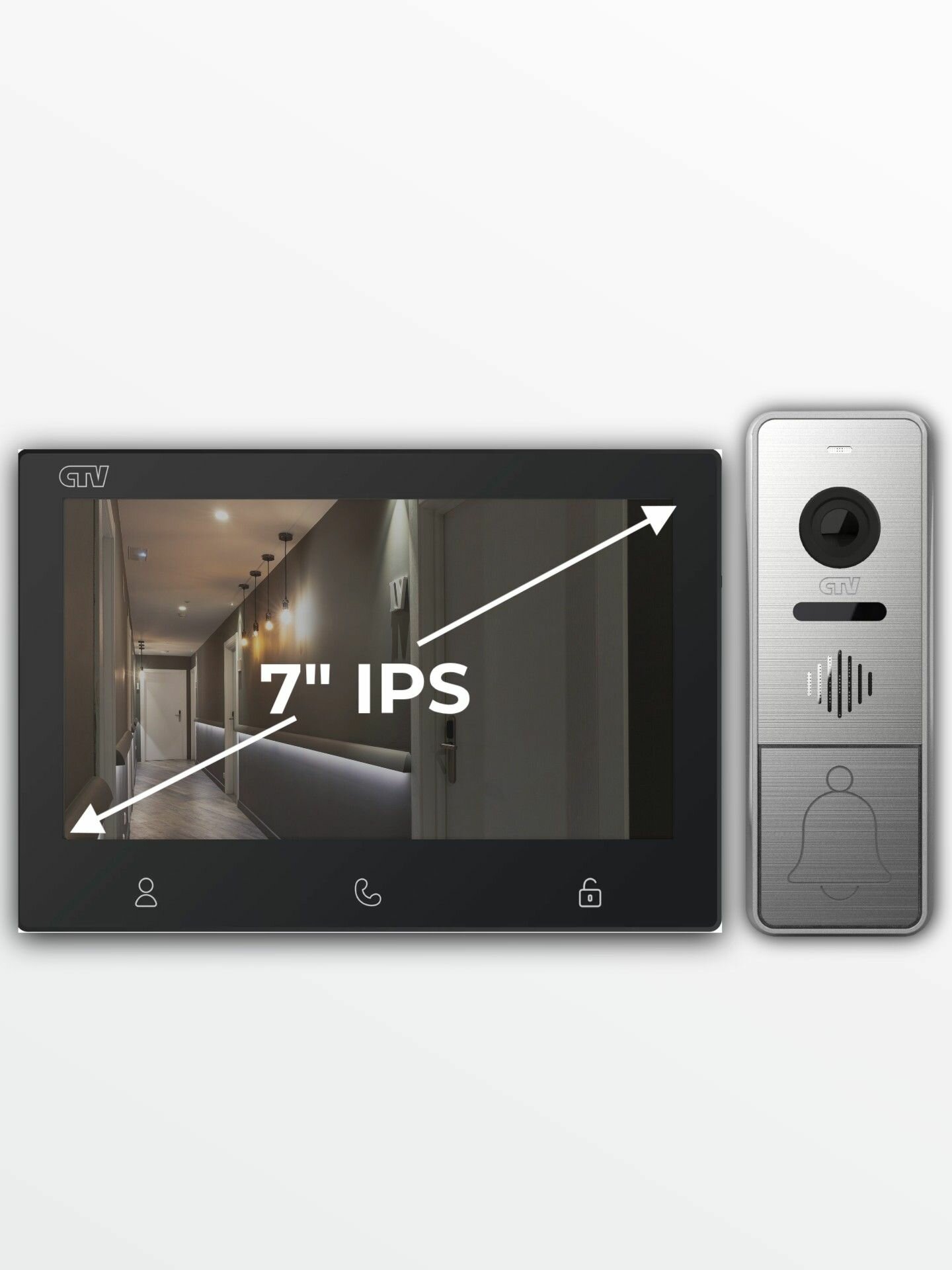 Комплект видеодомофон для квартиры: аналоговый монитор 7" CTV-M3712 Astra + вызывная панель CTV-D4005, для дома или офиса, удаленное открытие замка, подключение к подъездному домофону