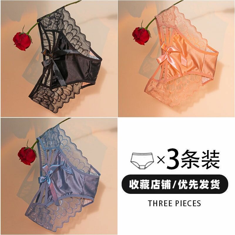 Частные сексуальные трусики для женщин с кружевным краем и бантом, студенческие трусики, перекрестные бесшовные трусики из чистого хлопка, летние треугольные трусики
