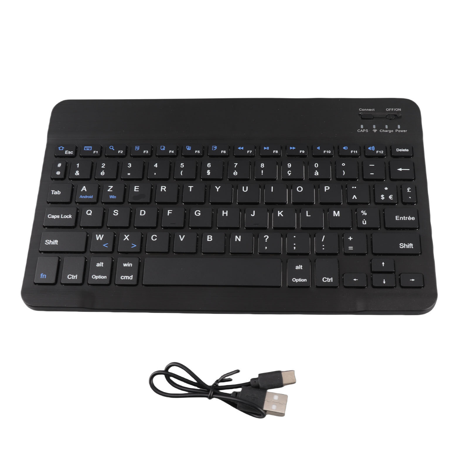 10-дюймовая беспроводная клавиатура, тонкая, ножничного типа, Bluetooth, французский язык AZERT для планшета, телефона, компьютера