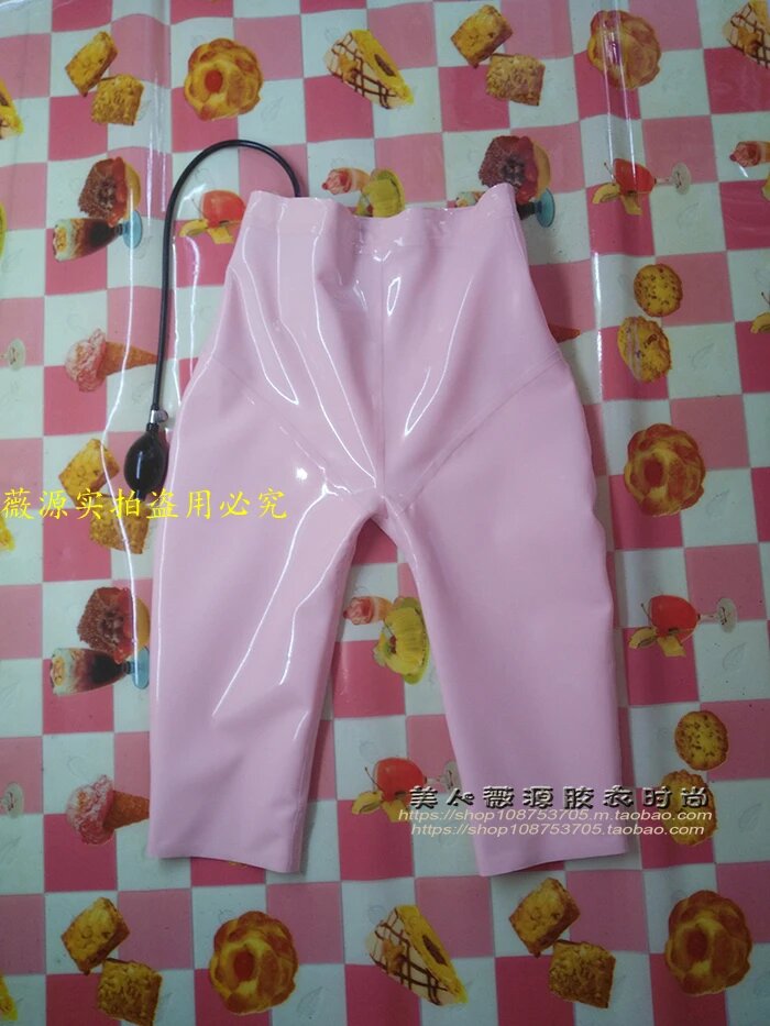 Сексуальные розовые резиновые латексные надувные брюки, фетиш-шорты, брюки на заказ S, baby pink