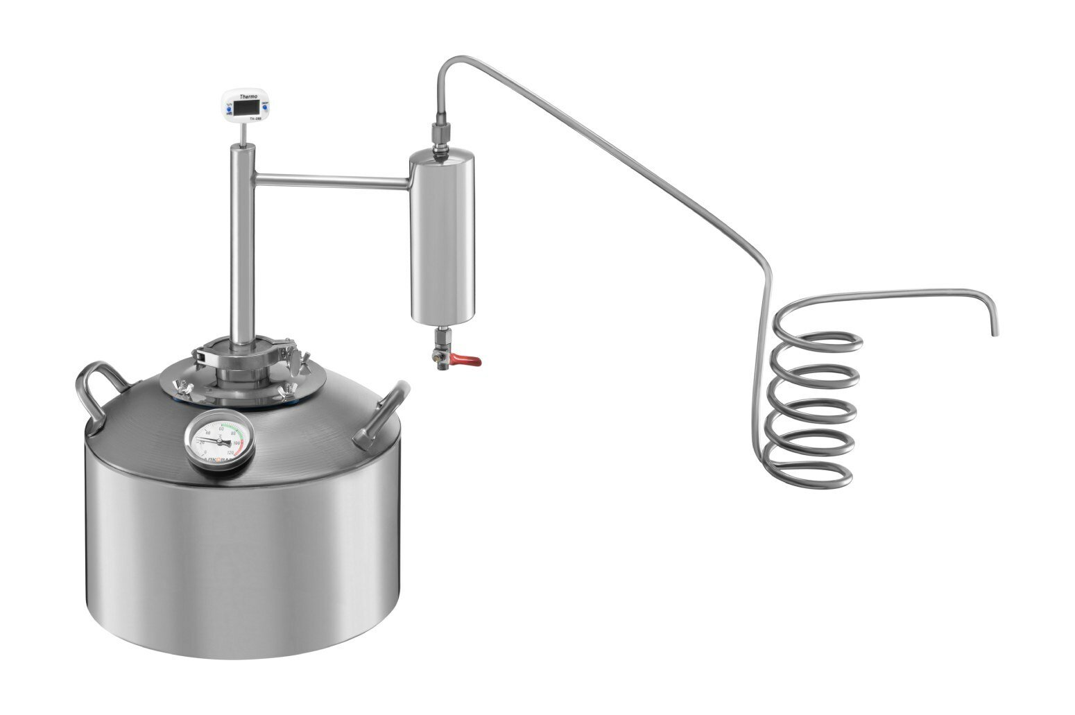 Самогонный аппарат алковар "Универсал" 12 л 2в1 + термометр на клампе 2 дюйма