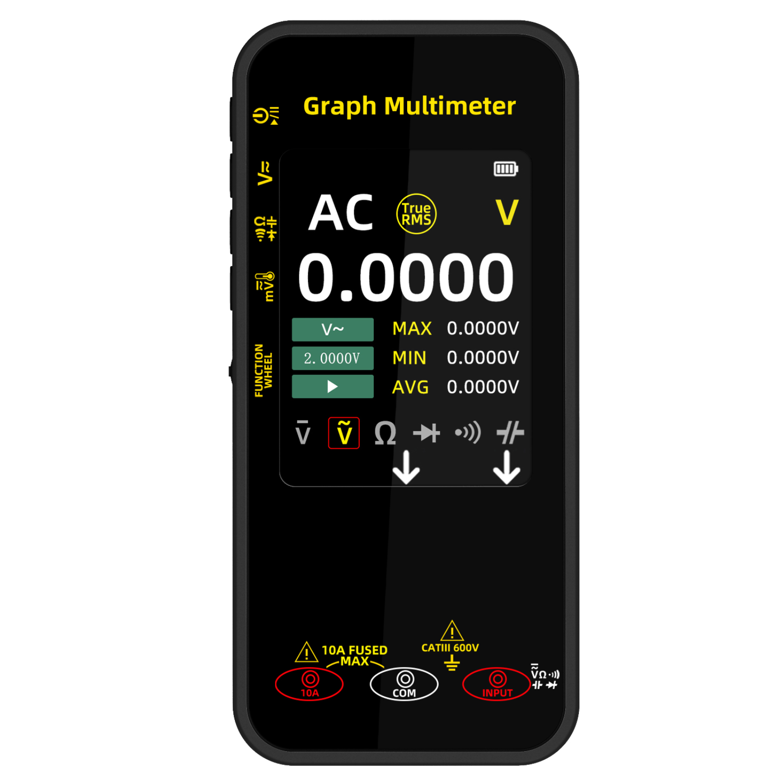 Мультиметр S500 Graphics Smart Digital 20000 Count 1000V/10A с 360° переворачивающимся экраном, волновым рекордером напряжения, 3.2-дюймовым TFT цветным экраном, 1200mAh литиевым аккумулятором, весом 159.5г, размерами 143.02*66.62*21.16mm