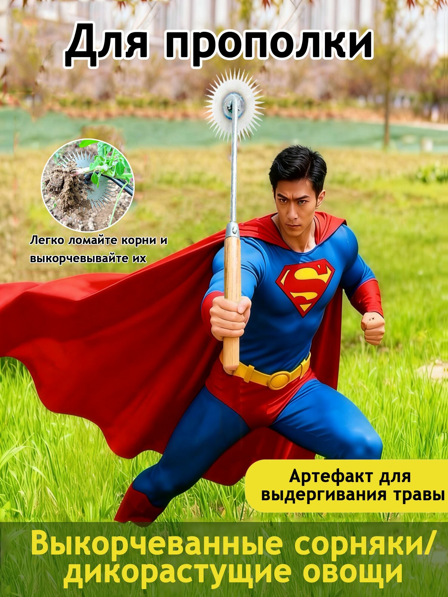 Корнеудалитель, рукоятьМеталл, 100 см металлический длинный для сада