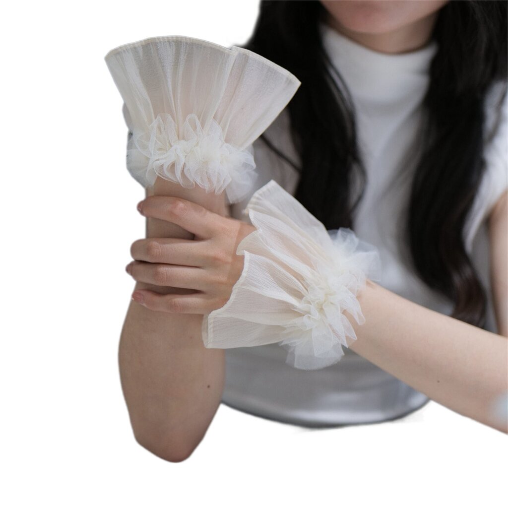 Пара оборчатых манжет белого цвета для подростков, декор для рубашек и платьев