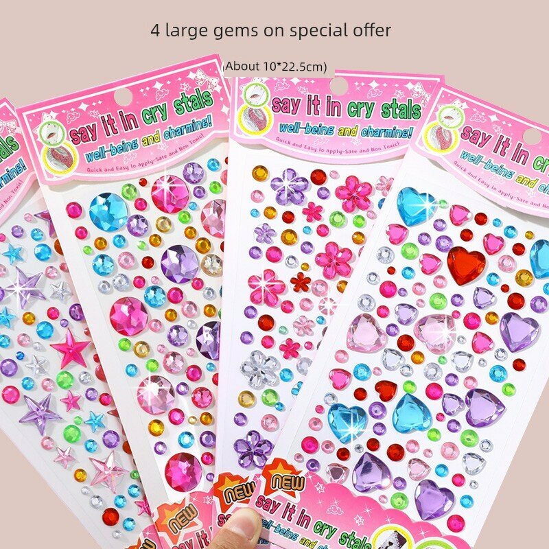 Наклейки для детей, наклейки с драгоценными камнями и бриллиантами, наклейки с кристаллами для переодевания