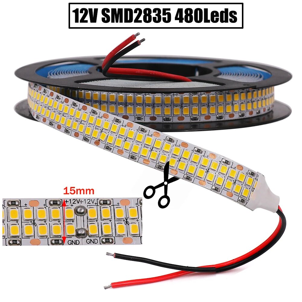 Светодиодная лента 12V SMD2835 480Leds, White, 5m, IP21