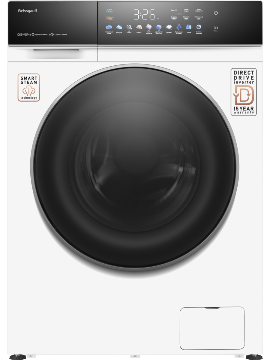 Стиральная машина Weissgauff WM 62210 Direct Drive Touch Inverter Steam кл: A+++ фронтальная, макс. загрузка:10.5кг белый