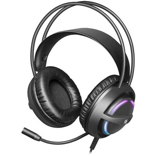 Наушники с микрофоном Defender Dexter полноразмерная игровая компьютерная гарнитура USB RGB подсветка - 2.2м чёрная