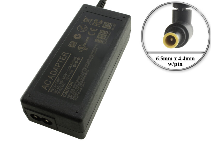 Адаптер (блок) питания 12V,5A(совм. 3.5A),60W,6.5mm x 4.4mm(PN LCAP08F)для мониторов, телевизоров Dell, LG, Samsung, Sony