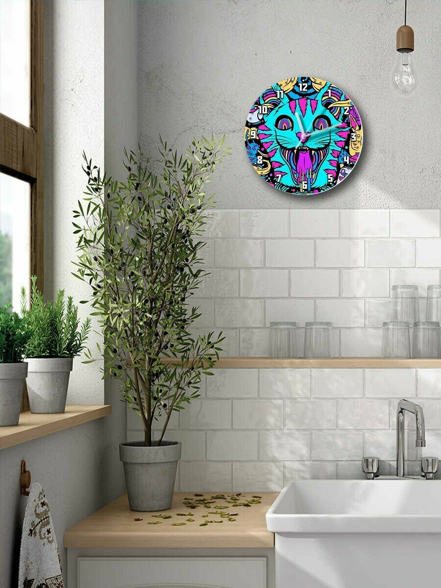 Настенные часы УФ с рисунком психоделика - 125