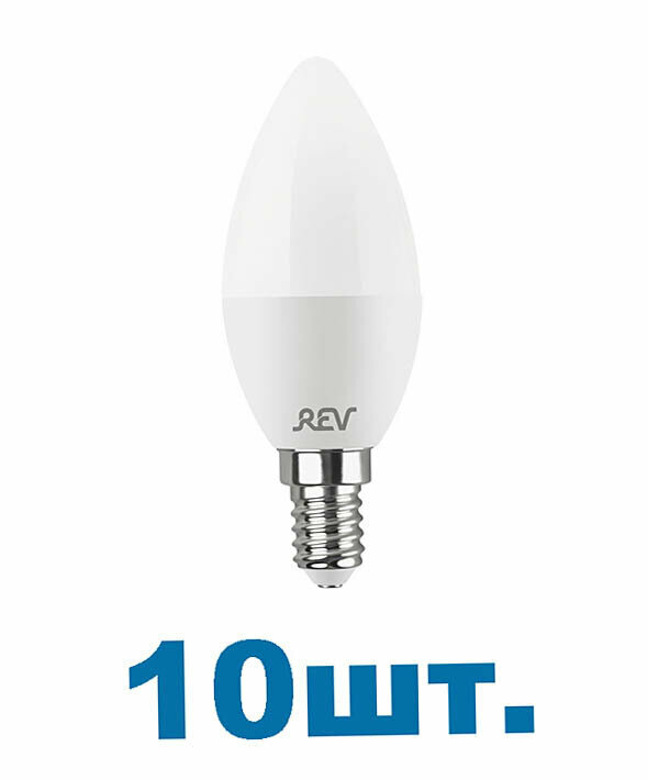 Лампа светодиодная REV 5 Вт E14 свеча С37 2700К теплый белый свет 180-240 В матовая (10 шт.)