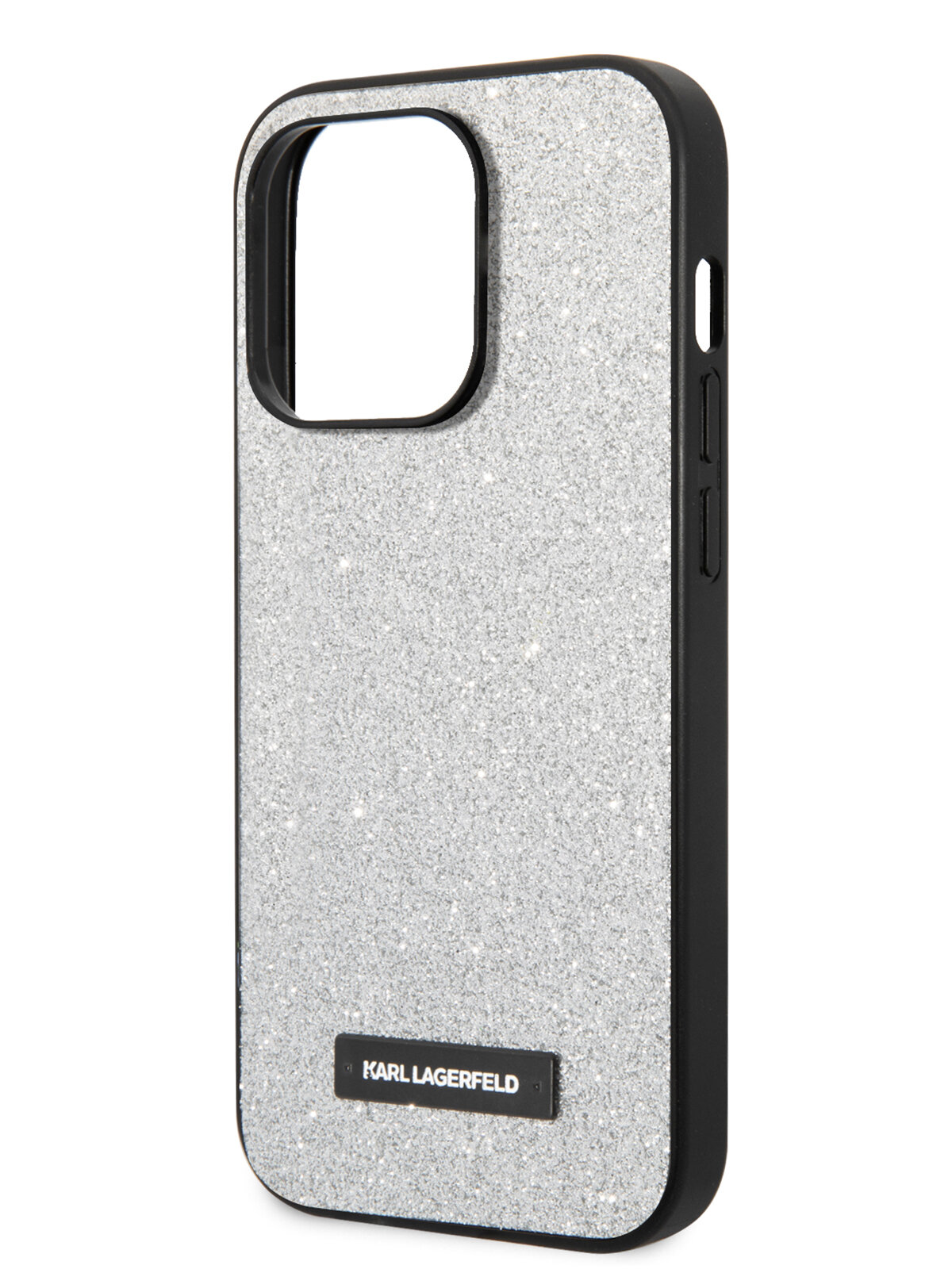 Lagerfeld для iPhone 14 Pro Max чехол Solid glitter Plaque logo Hard Silver