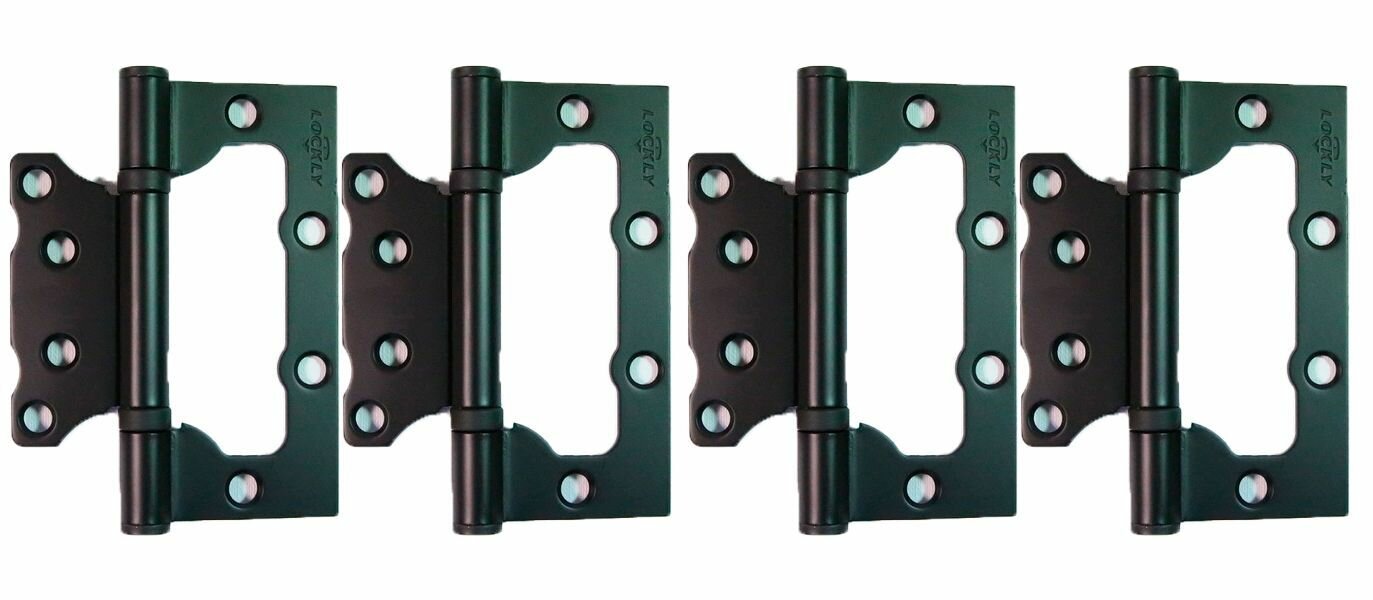 Петля универсальная без врезки Lockly ПБВ 100*75*2,5 BL Черный матовый (4 шт. комплект)