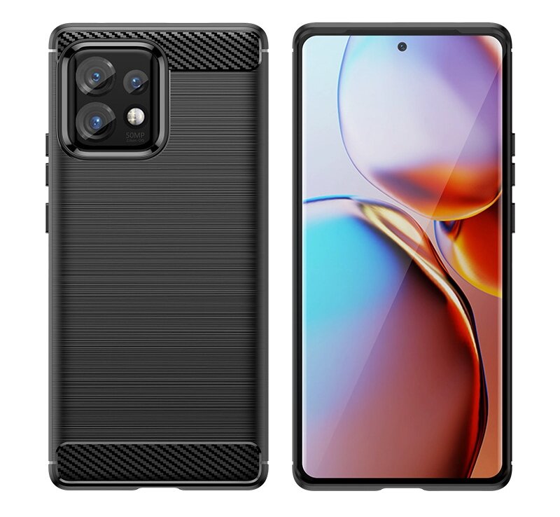 Чехол панель-бампер MyPads «Carbon» из силикона для Motorola Moto X40 Pro с матовой отделкой «под карбон» черный