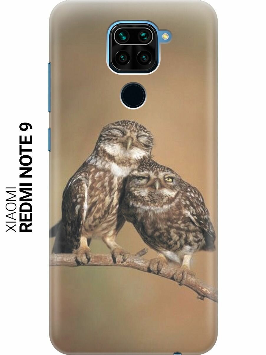 Силиконовый чехол на Xiaomi Redmi Note 9, Сяоми Редми Ноут 9 с принтом "Пара совушек"