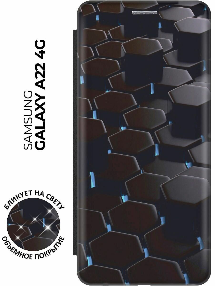 Чехол-книжка Черные ромбы на Samsung Galaxy A22 / M32 / M22 / Самсунг А22 / М32 / М22 с эффектом блика черный