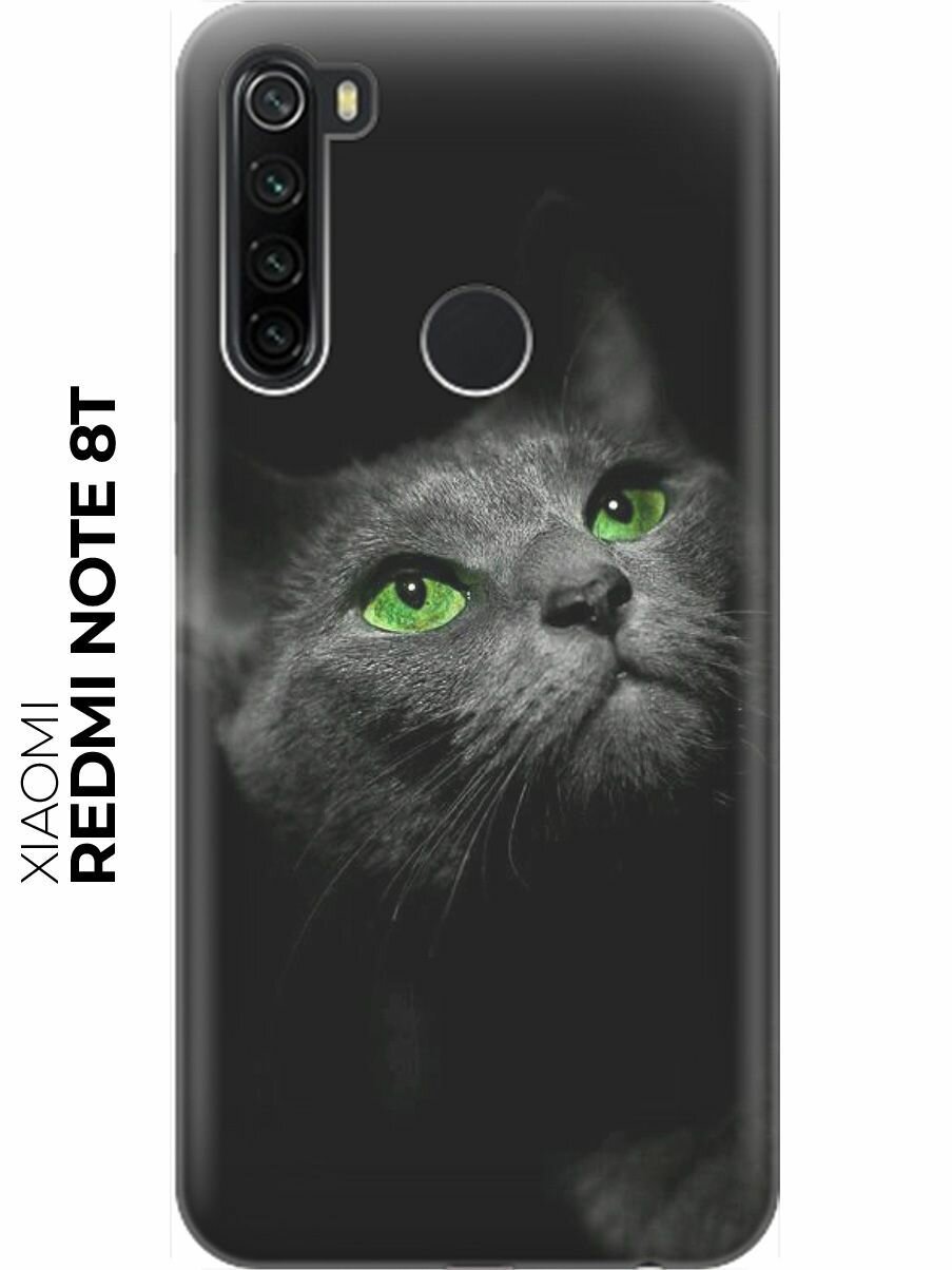 Накладка Transparent для Xiaomi Redmi Note 8T с принтом "Зеленоглазая кошка"